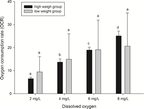 Oxygen Consumption Rates Of A Japonicus At Different Dissolved Oxygen Download Scientific