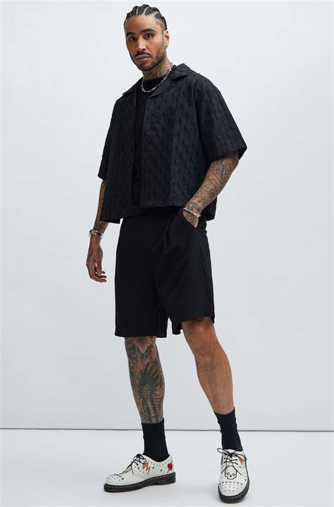 Tracer Textured Cropped Shirt Black Fashion Nova