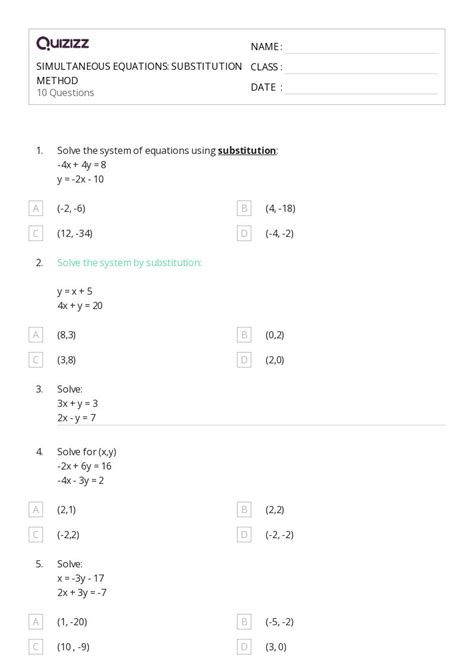 50 System Of Equations And Quadratic Worksheets On Quizizz Free And Printable