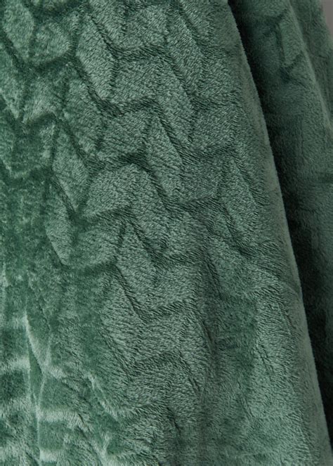 Green Embossed Fleece Throw Matalan