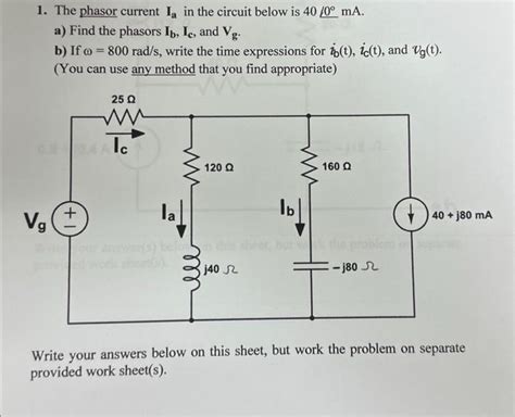 Solved 1 The Phasor Current Ia In The Circuit Below Is