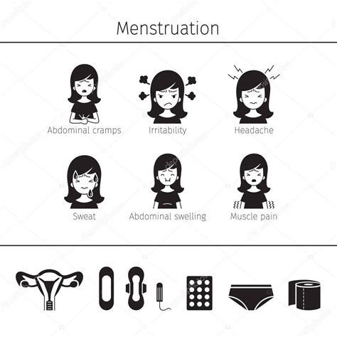 S Ntoma De La Menstruaci N Conjunto De Iconos Monocromo 2024