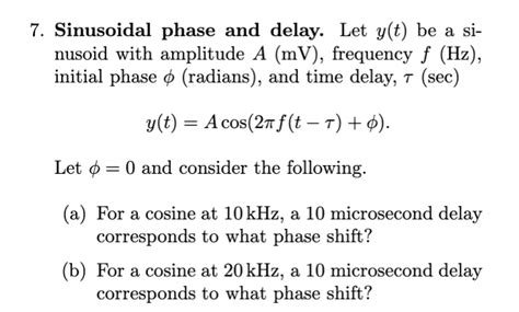 Solved Sinusoidal Phase And Delay Let Yt ﻿be A Si Nusoid