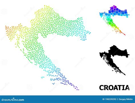 vector spectrum gradient pixelated map of croatia stock vector