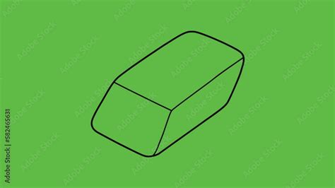 Draw Big Blank Cuboid With Black Outline On Abstract Green Screen