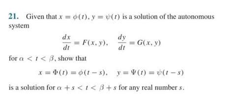 Solved 21 Given That Xϕtyψt Is A Solution Of The