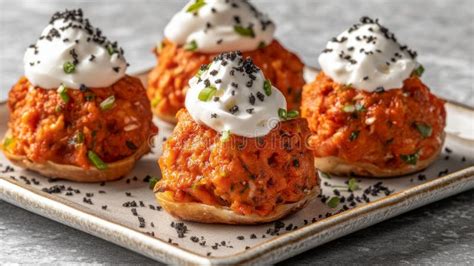 Caramel Dessert Balls Topped With Delicious Dragon Fruit Stock Image