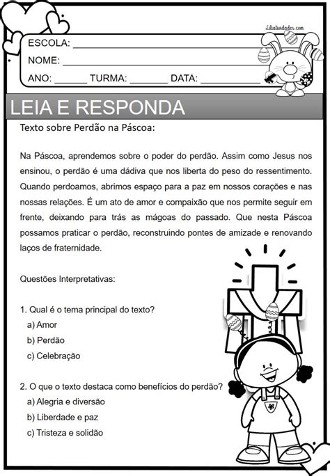 PÁscoa Leitura E InterpretaÇÃo De Texto