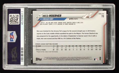 Nico Hoerner Signed 2020 Topps 70 Rc Psa Pristine Auction