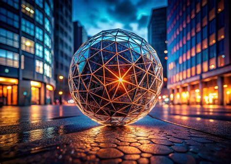 Intricate 3d Wireframe Sphere A Digital Exploration Of Urban Spaces Captured In Striking