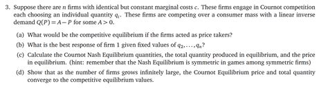 Solved Suppose There Are N Firms With Identical But Chegg