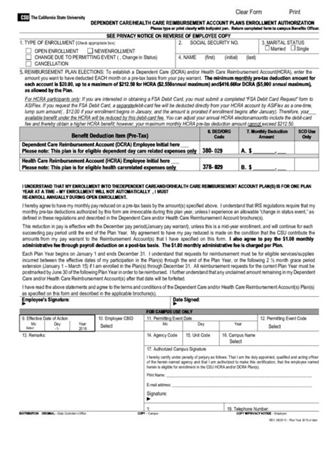 Fillable Dependent Carehealth Care Reimbursement Account Plans