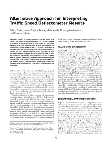 Pdf Alternative Approach For Interpreting Traffic Speed Deflectometer Results