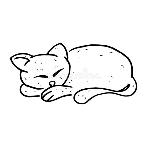 Sleeping Cat Sketch Drawing Vector Of A Kitten Stock Vector