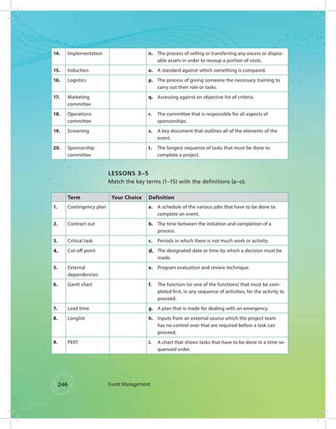 Chapter Assessment Event Management ثالث ثانوي المنهج السعودي