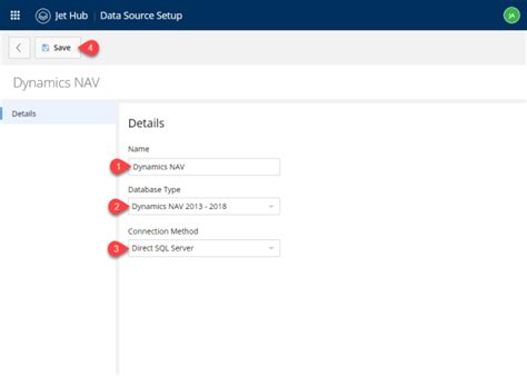 Create A Dynamics NAV SQL Data Source In Jet Hub Jet