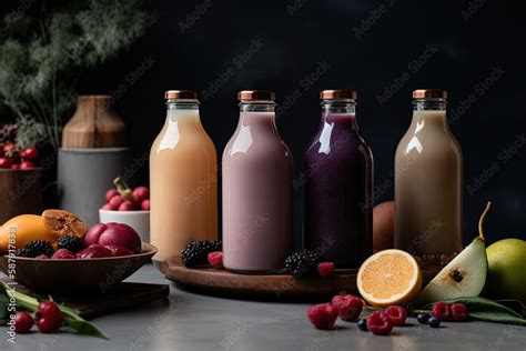 Vegan Drink Bottle Mockups From Plant Based Milk To Kombucha Stock