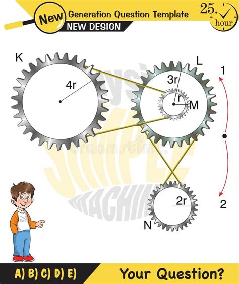 Physics Simple Machines Pulleys Gears Next Generation Question Template Stock Illustration