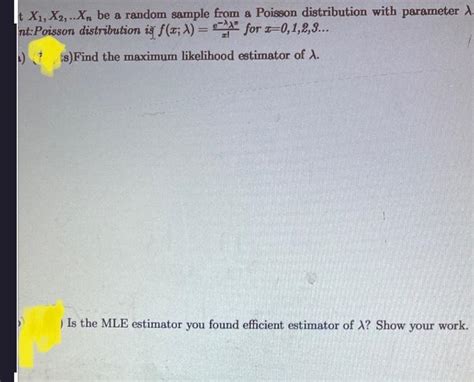 solved x1 x2 …xn be a random sample from a poisson