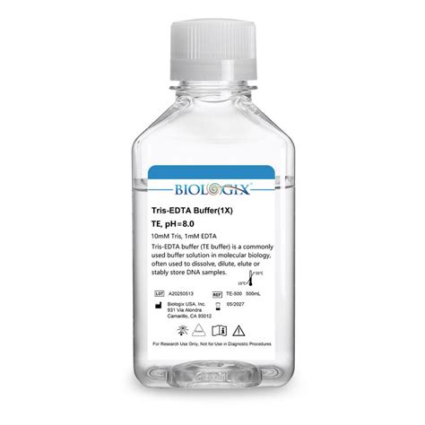 Biologix® Te Tris Edta Buffer 1× Ph80 500ml Bottle 10