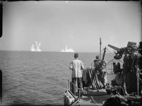 Mines Exploding In The Distance As The British Yard Minesweepers Were