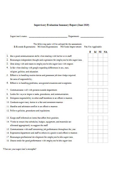 Free 50 Supervisor Evaluation Forms Download How To Create Guide Tips
