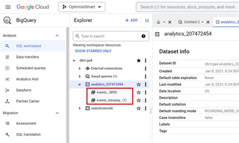 Understanding The BigQuery User Interface Optimize Smart