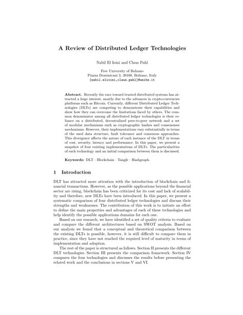 Pdf A Review Of Distributed Ledger Technologies
