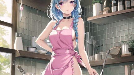Blue Hair Braids Sideboob Anime Anime Girls Artwork AI Art Digital Art Mia Kitchen