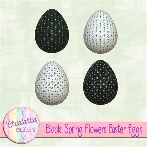 Free Black Spring Flowers Easter Eggs Design Elements