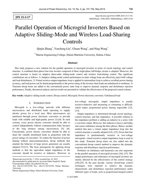 Pdf Parallel Operation Of Microgrid Inverters Based On Adaptive