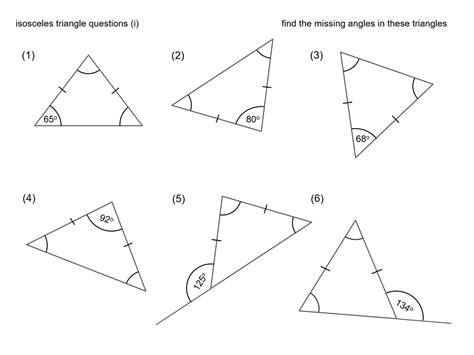 Finding Angles In Isosceles Triangles Worksheet