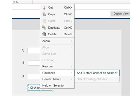 how to create a gui button in matlab app