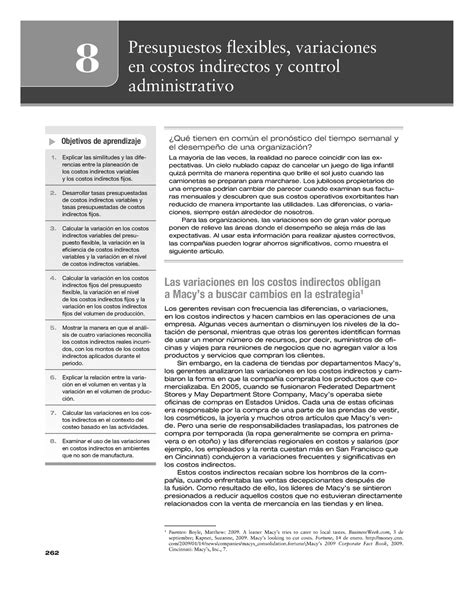 Contabilidad de costos Un enfoque gerencial Capitulo 8 Qué tienen