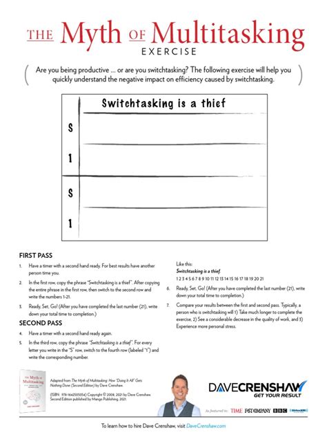 Multitasking Exercise Pdf Psychology Cognitive Science