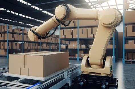A Robot Moving A Pallet Of Goods With Extreme Precision Stock