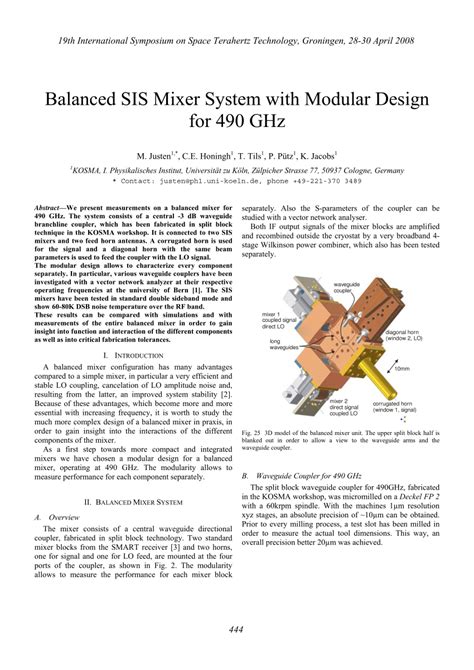 Pdf Balanced Sis Mixer System With Modular Design For Ghz