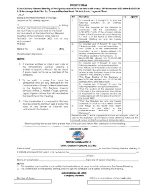 Fillable Online PROXY FORM Lagos Fax Email Print PdfFiller