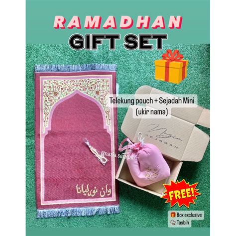 Ramadhan T Set Telekung Travel Pourch Dan Sejadah Mini Free Ukir Nama Dan Free Tasbih T