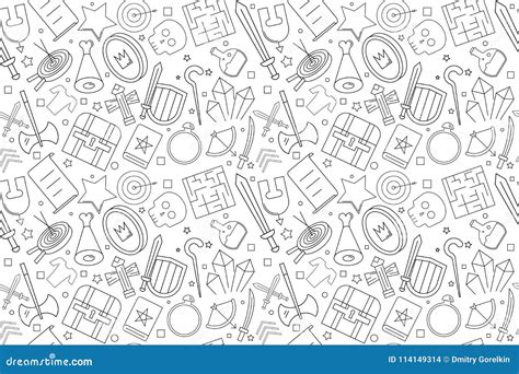 Vector Rpg Pattern Rpg Seamless Background Stock Vector Illustration Of Line Dagger 114149314