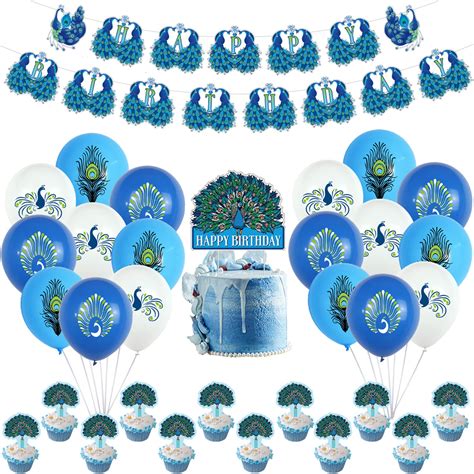 Blue Peacock Party Decorations Peacock Birthday Party