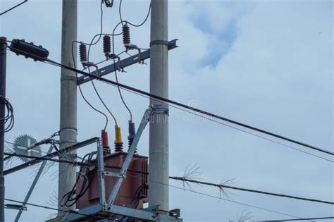 Transformer At A High Voltage Power Transmission Lines Stock Image Image Of Business Overhead