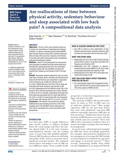 Pdf Are Reallocations Of Time Between Physical Activity Sedentary