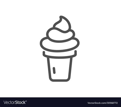 Ice Cream Cone Line Icon Vanilla Sundae Waffle Vector Image