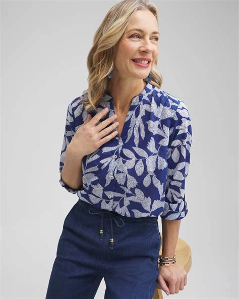 Cotton Leaf Print Shirt Chicos
