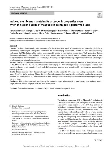 Induced Membrane Maintains Its Osteogenic Properties Even When The
