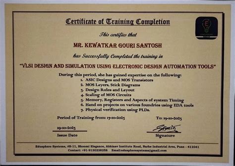 gouri kewatkar on linkedin vlsi engineering workshop learning