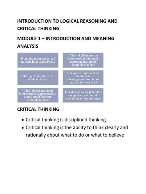 module 1 introduction to logical reasoning and critical thinking pdf