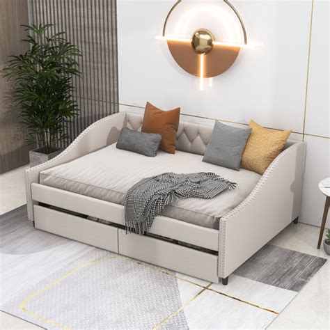 House Of Hampton® Devyon Full Size 2 Drawers Upholstered Daybed With