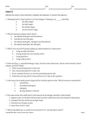 Chapter Study Guide S E Chapter Indicate The Answer Choice That Best Completes The